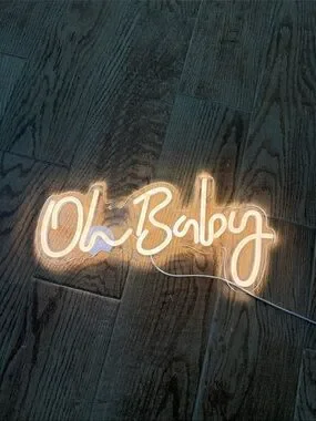 Other | Oh Baby Warm White Neon Script Sign | Poshmark